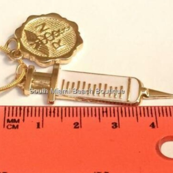 Jewelry | Gold Rn Nursing Necklace Caduceus Syringe Nurse | Poshmark